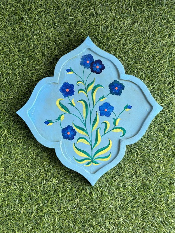 12″ Handpainted Blue Wooden Flower Wall plate - Kangofied
